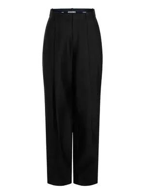 Jacquemus Tapered Trousers With Belt Loops And Pleats - Black