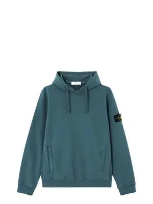 Stone Island Stone Island Logo Patch Drawstring Hoodie Dark Teal Green