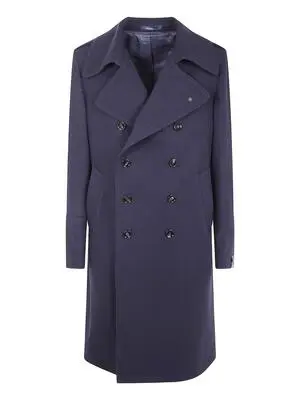Tagliatore Long-sleeved Double-breasted Coat - Blue