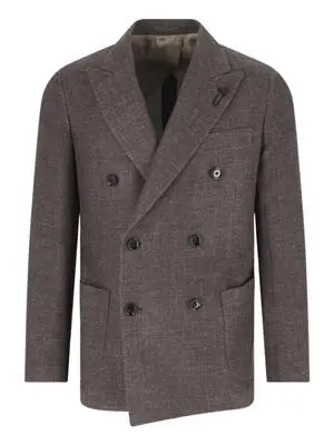 LARDINI Double-breasted Blazer - Black