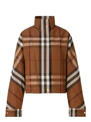 Burberry Check Pattern Zip-up Jacket - Brown