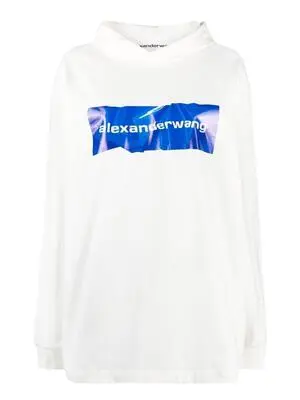 Alexander Wang Logo Print Pullover Hoodie - White