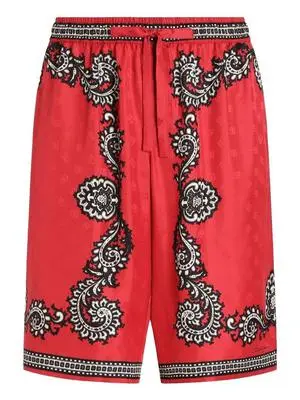 Dolce & Gabbana Printed Bandana Motif Bermuda Shorts - Red