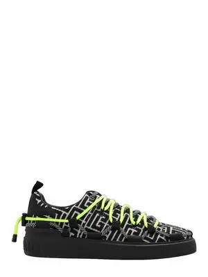 Balmain B-court Monogram Lace-up Sneakers - Black