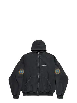 BALENCIAGA Balenciaga Uniform Patch Zip-Up Hoodie