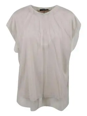 Fabiana Filippi Sheer Overlay Cap Sleeve T-shirt - Gray