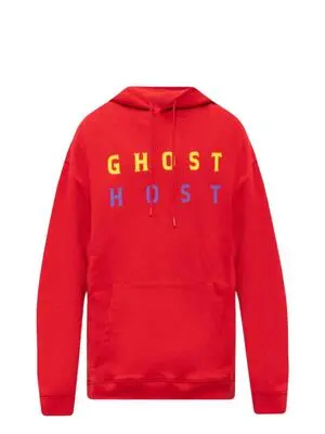 Raf Simons Ghost Printed Drawstring Hoodie - Red