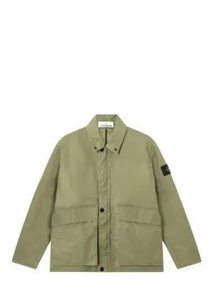 Stone Island Logo Patch Buttoned Jacket - Military Green