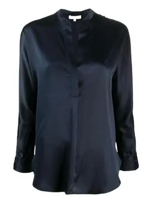 Vince Long-sleeved Open-front Blouse - Black