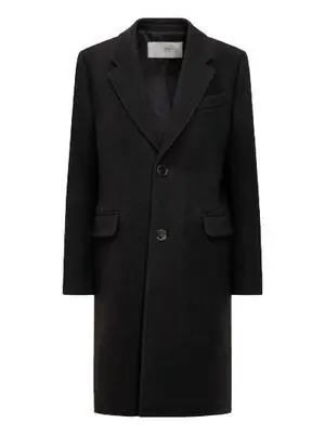 Ami Single-breasted Coat - Black