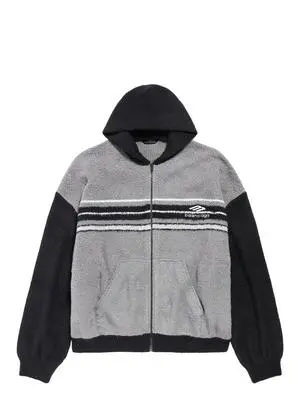 Balenciaga Logo Embroidered Zip-up Knit Jacket - Gray