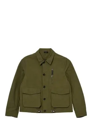 DRAKE'S LONDON Long Sleeve Casual Jacket With Packable Hood - Olive