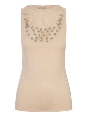 PACO RABANNE Paco Rabanne Sleeveless Knitted Top With Pearl Embellishments