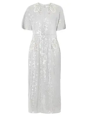 Erdem Sequined Midi Dress - Silver