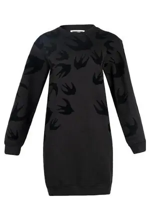 Alexander McQueen Long Sleeve Logo Dress - Black