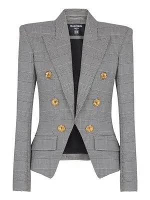 Balmain Prince Of Wales Jacquard 6-button Jacket - Gray