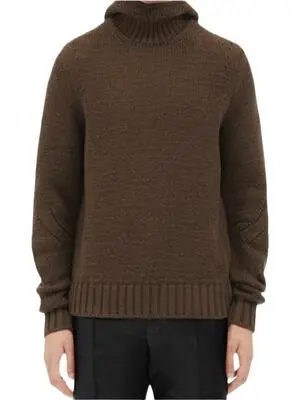 Bottega Veneta Hooded Knitted Jumper - Brown