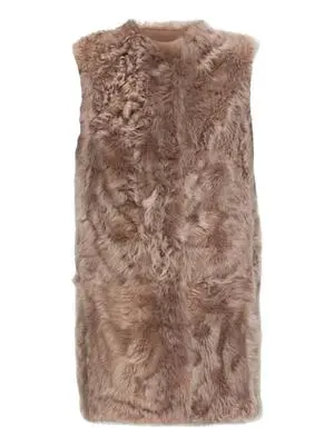 Dolce & Gabbana Sleeveless Fur Coat - Brown