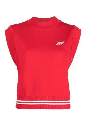 AUTRY Sleeveless Sweater With Logo Embroidery - Red