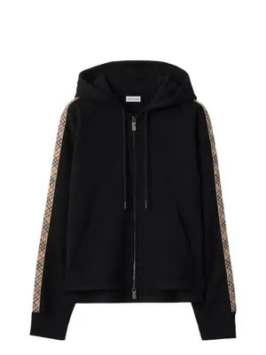 Burberry Zip-up Hoodie With Equestrian Knight Embroidery - Black