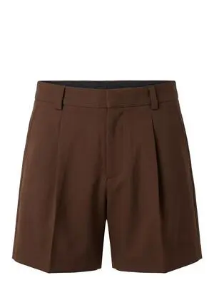 Gucci Pleated Shorts With Embossed Logo - Dark Brown