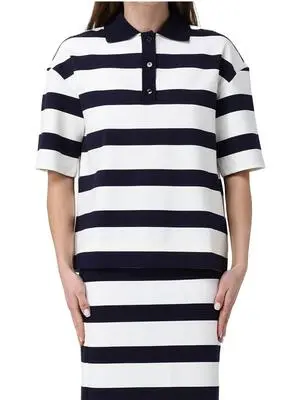 Max Mara Short-sleeved Collared Striped Polo Shirt - White