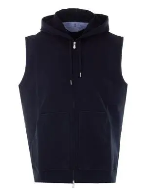 Brunello Cucinelli Brunello Cucinelli Sleeveless Zip-Up Drawstring Hoodie Black