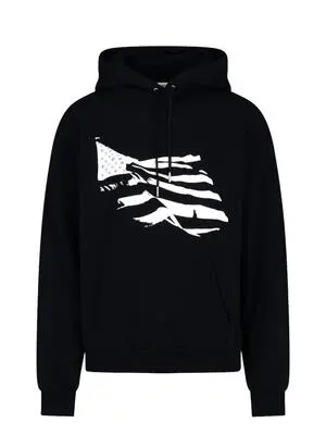 Celine Logo Hooded Sweater - Black/white