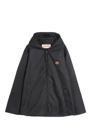 Valentino Garavani Zip-up Hooded Jacket With Logo Detail - Black