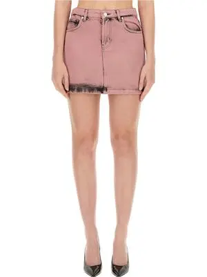 Moschino Belt-loop Denim Mini Skirt - Nude