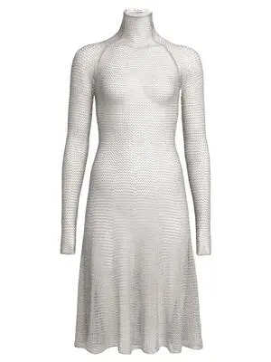 ALAÏA Alaïa Mesh Knit High Neck Long Sleeve Knee Length Dress