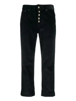 DONDUP Cropped Corduroy Straight-leg Trousers - Black
