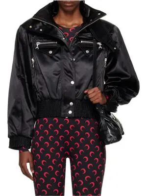 MARINE SERRE High Collar Bomber Jacket - Black
