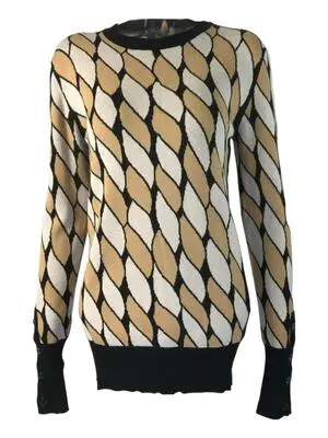 Max Mara Long-sleeved Sweater With Geometric Print - Multicolor