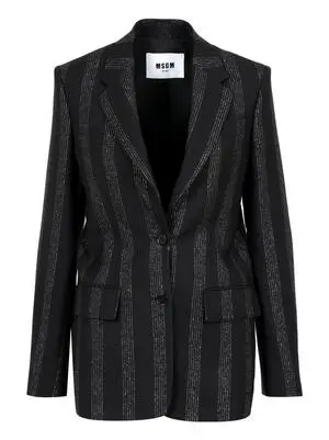 MSGM MSGM Striped Single-Breasted Blazer Black