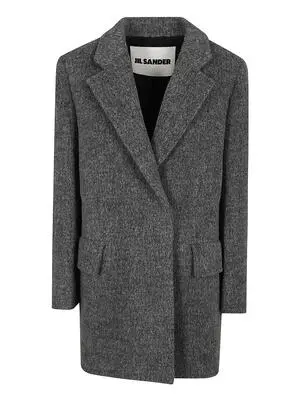 JIL SANDER Mélange Effect Felted Blazer - Black