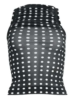 PATOU Ruched Polka-dot Top - Black