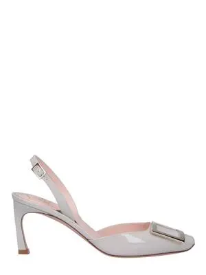 ROGER VIVIER Trompette Buckle Slingback Pumps - Ice Gray