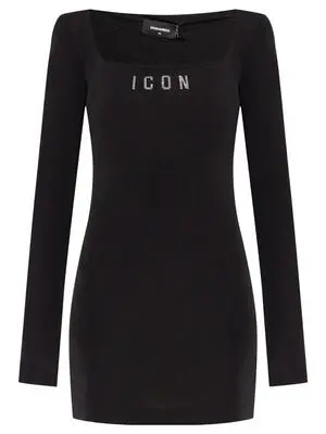 Dsquared2 Icon Logo Square Neck Mini Dress - Black