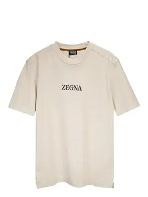 Zegna Logo Detailed Crewneck T-shirt - No