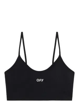 Off-White Spaghetti Strap Cropped Top With Logo - Black/white