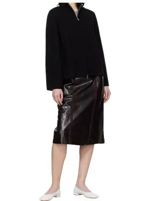 Loulou De Saison Gabi Zipped Stand-collar Cardigan - Black