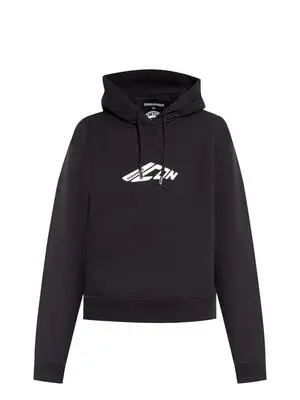 Dsquared2 Logo Printed Drawstring Hoodie - Black