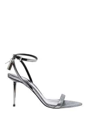 TOM FORD Tom Ford Laminated Hammered Effect Heeled Sandals Gray
