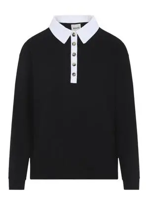 Khaite Faithful Buttoned Polo Top - Black