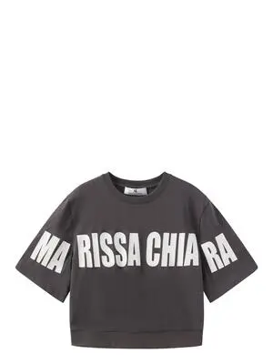 MARISSA CHIARA Marissa Chiara Big Logo Bat Short Sleeve Sweatshirt
