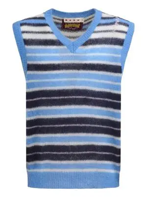 Marni Sleeveless V-neck Striped Jumper - Blue Lavender