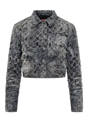 DIESEL® Distressed Cropped Denim Jacket - Black