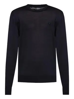 Dolce & Gabbana Crewneck Jumper With Logo Embroidery - Black