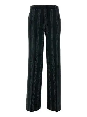 MSGM Striped Wide-leg Trousers - Black